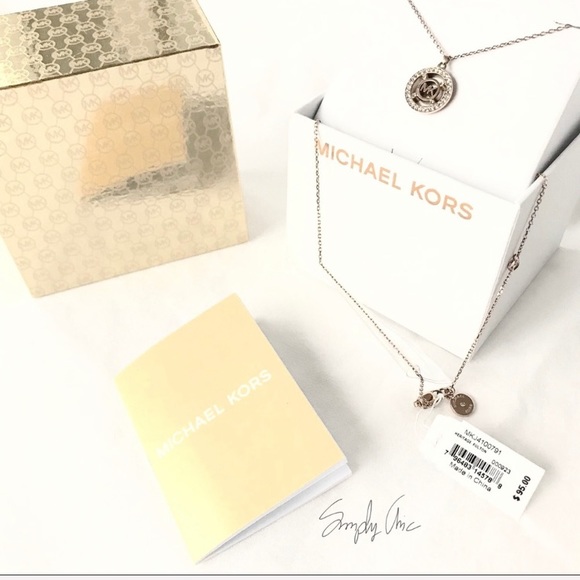 Michael Kors | Jewelry | Nwt Authentic Mk Rose Gold Tone Pave Logo ...